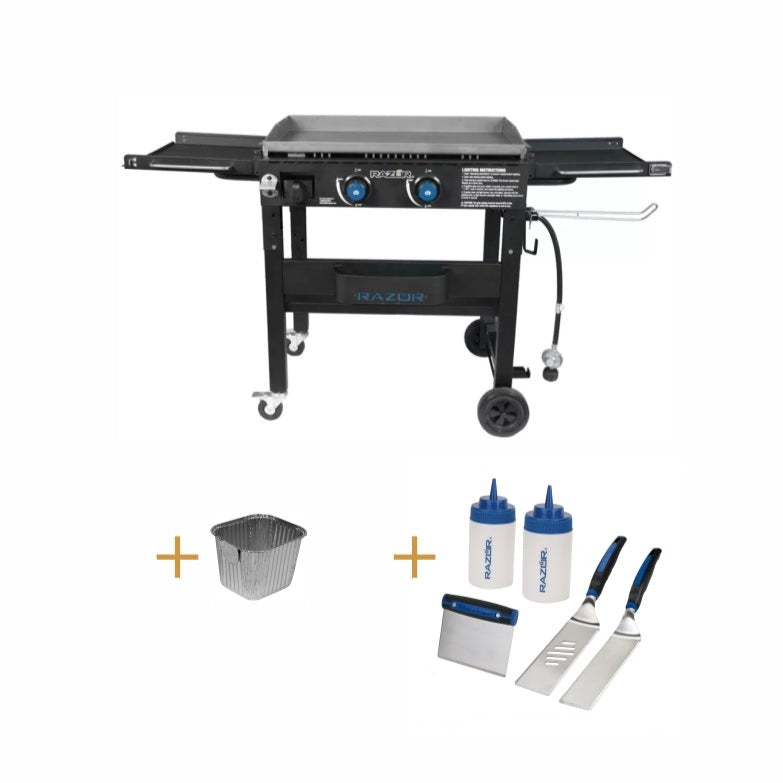 Deluxe 28" Inch 2-Burner Griddle with FREE 5 Piece Accessory Kit– Razor ...